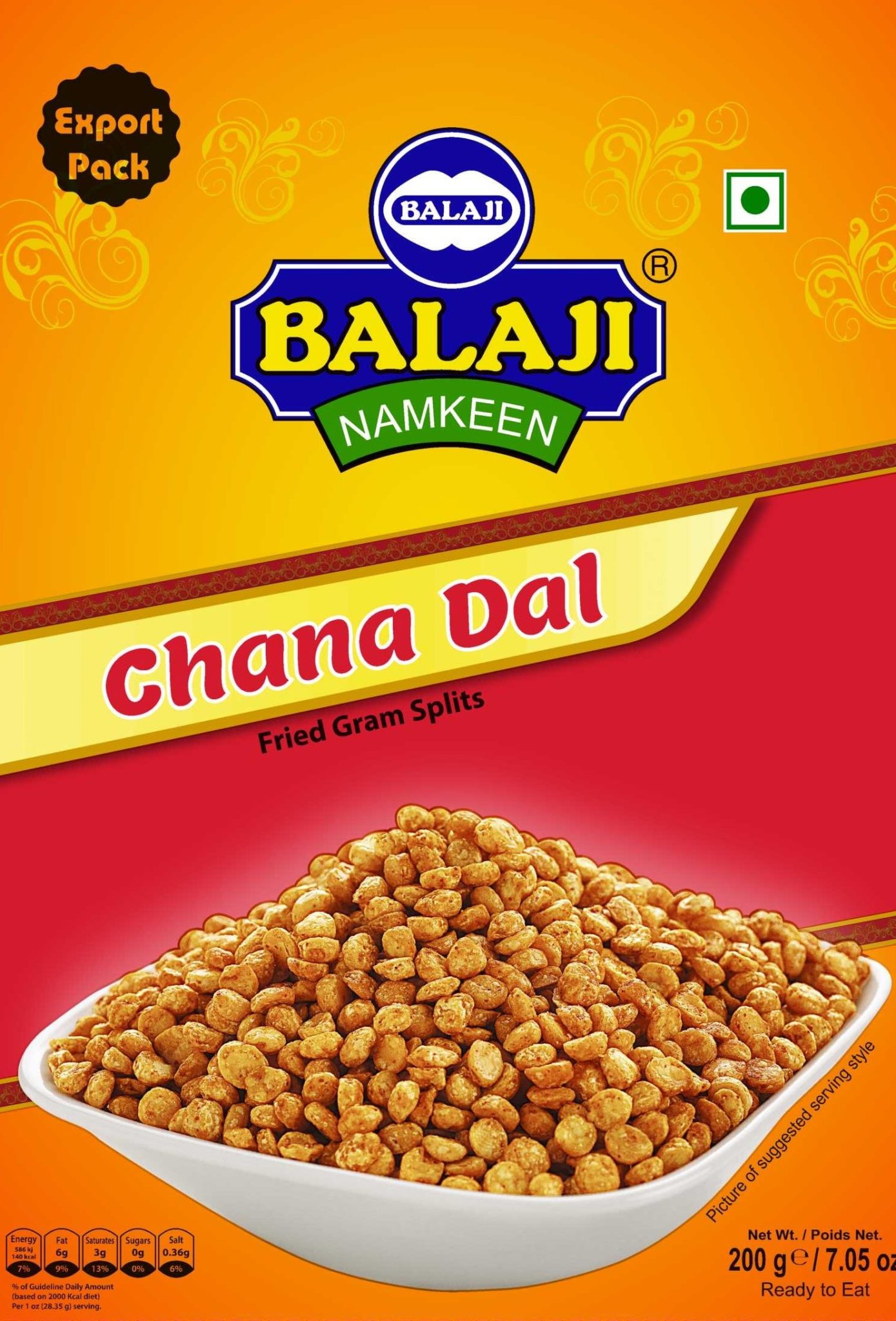 Chana Dal, Balaji Gujrati Snacks, Namkeen, Chanachur, 200g - Tukwila ...