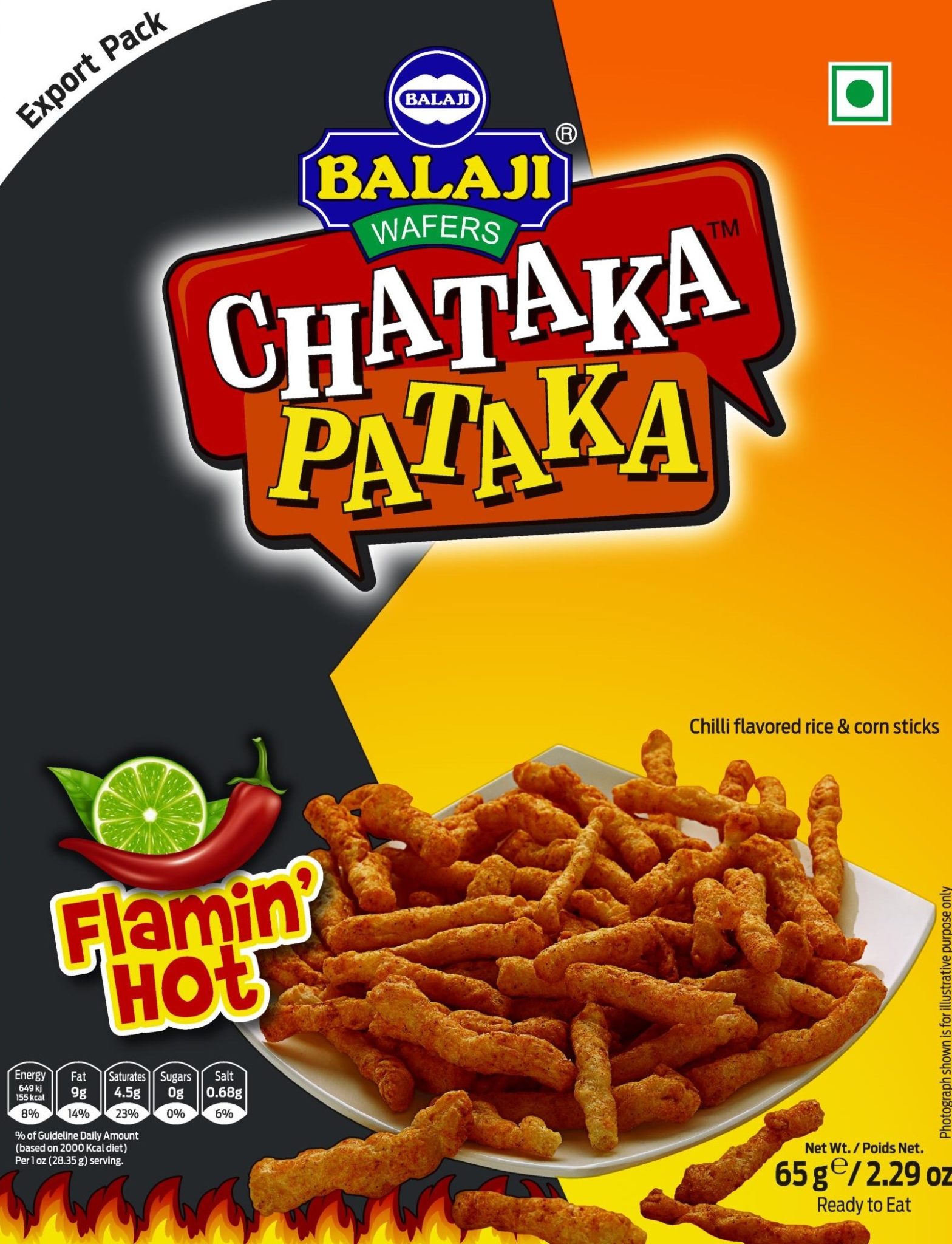 Chataka Pataka Flamin Hot, Balaji Gujrati Snacks, 65g - Tukwila ...
