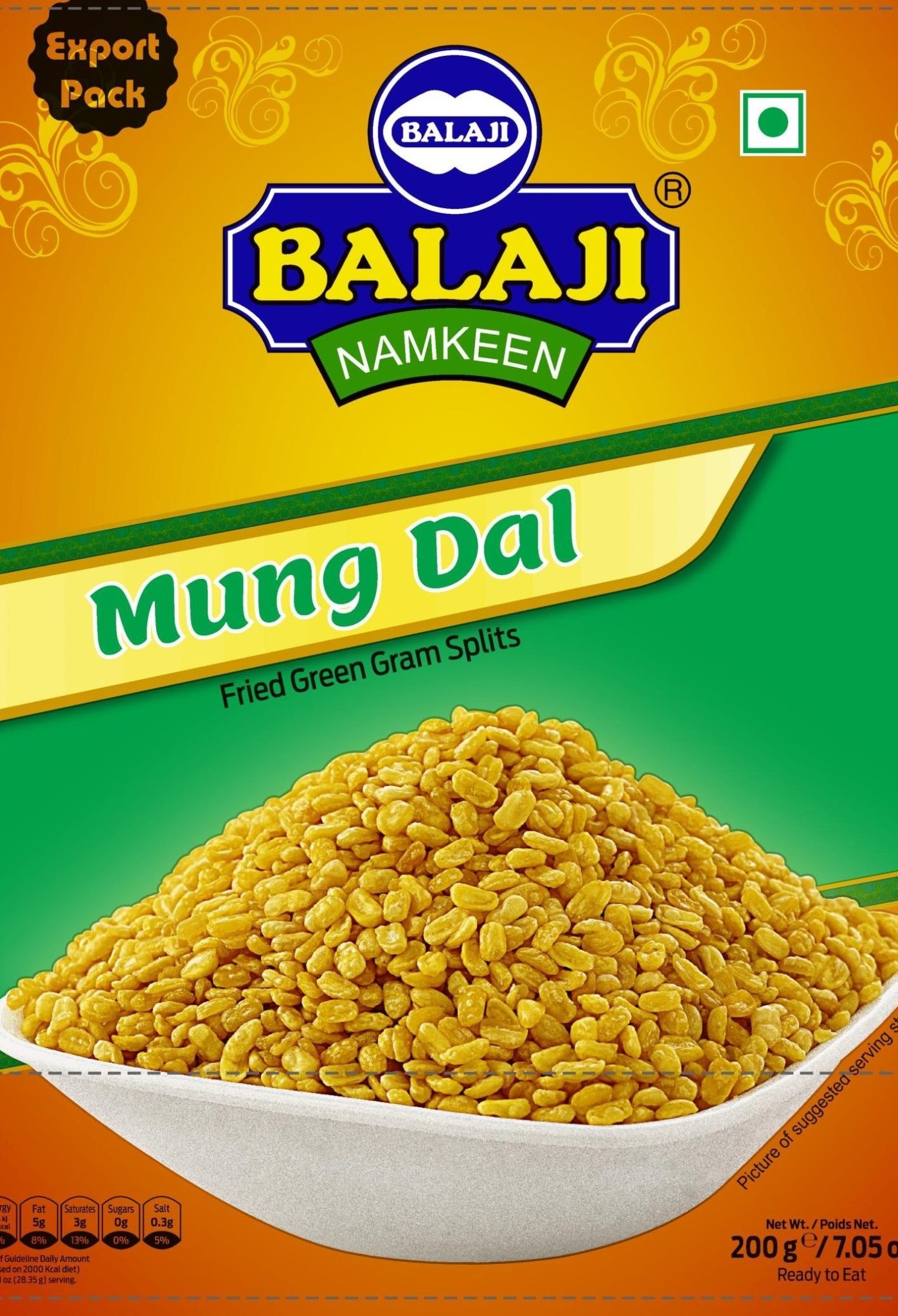 Mung Dal, Balaji Gujrati Snacks, Namkeen, Chanachur, 200g - Tukwila ...
