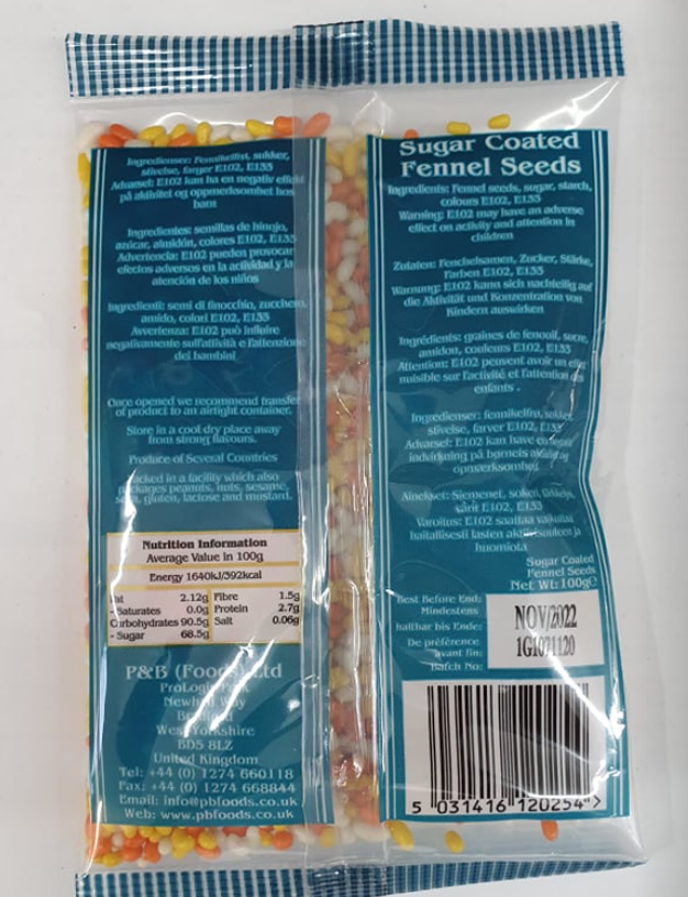 Sugar coated Fennel-Soonf seeds, Fenchelsamen, Heera/Trs, 100g ...