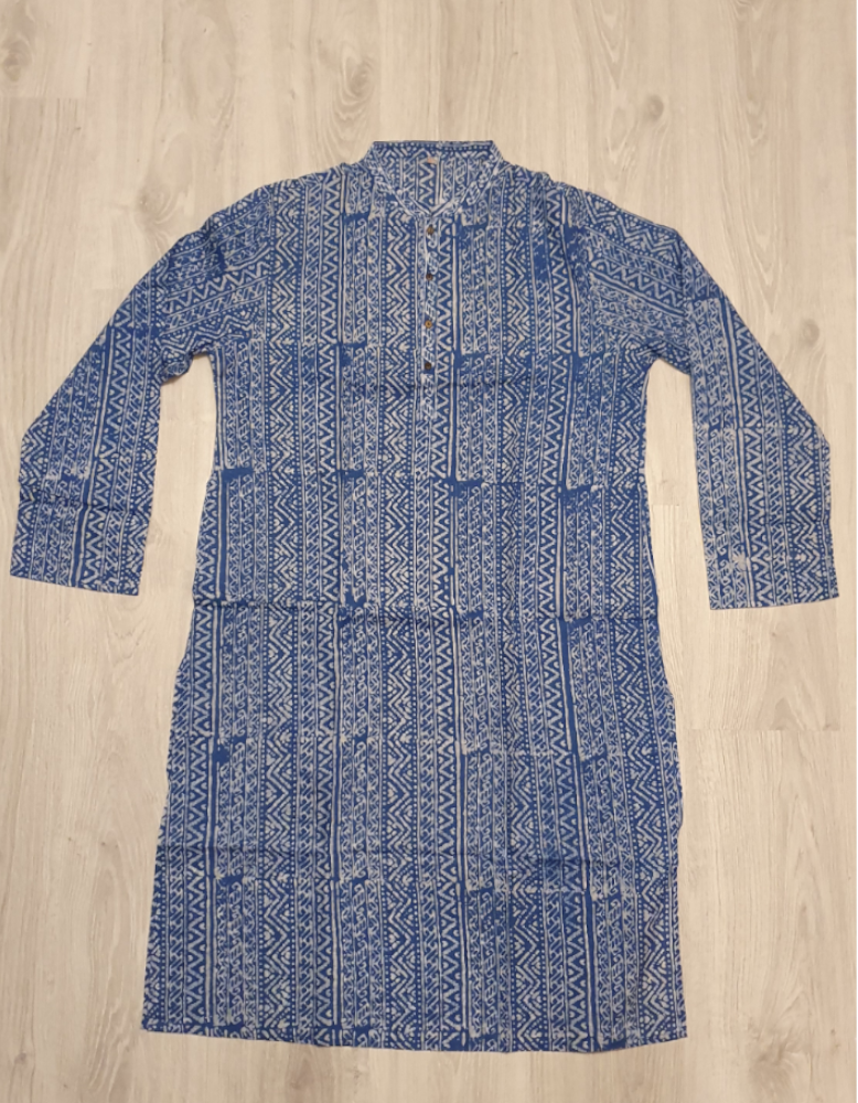 Punjabi- Traditional long Kurta- greneen Check, long Fotuya, BLUE ...